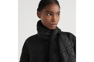Dior Macrocannage Quilted Coat With Scarf Collar