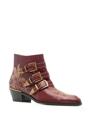 Chloé Susan Studded-embellished Boots - Red