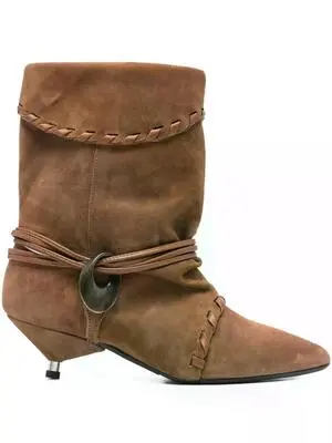 GISEL MOIRE Braided Buckle Boots