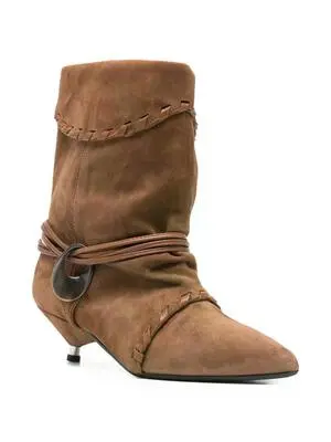 GISEL MOIRE Braided Buckle Boots
