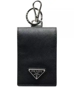 Prada Triangle-logo Leather Card Holder - Black