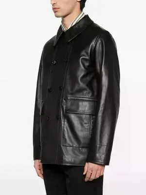 FURSAC Double-breasted Leather Shirt Jacket