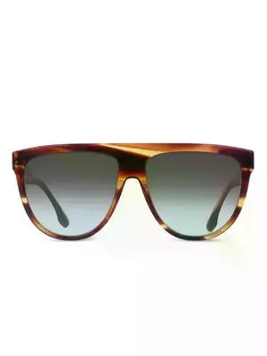 Victoria Beckham Striped Rectangle Sunglasses - Brown