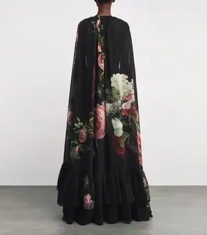 Alice + Olivia Cape-detail Roya Gown