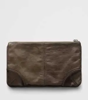Prada Leather Pouch With Logo - Green