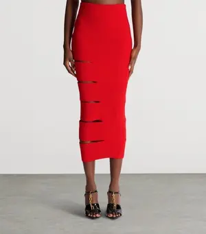 Balmain Knit Cut-out Maxi Skirt