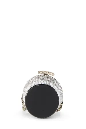 Chanel Crystal Lipstick Case With Chain Strap - Silver