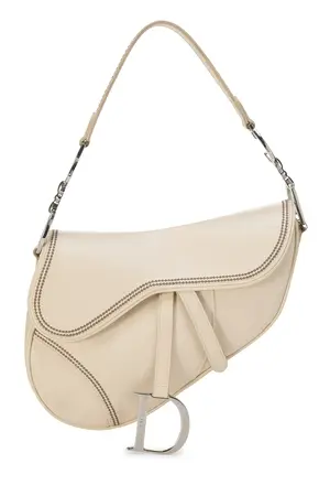 Dior Leather Saddle Bag - White