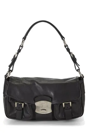Prada Calfskin Double Pocket Shoulder Bag