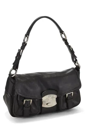 Prada Calfskin Double Pocket Shoulder Bag