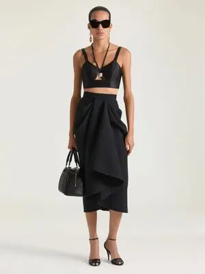 Givenchy Draped Midi Wool Skirt