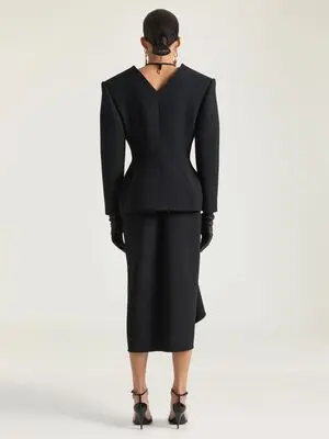 Givenchy Draped Midi Wool Skirt
