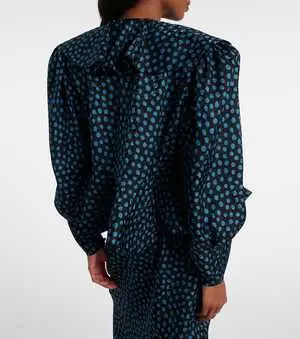 Chloé Polka-dot Peplum Silk Jacquard Blouse