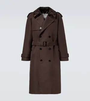 Burberry Check Silk And Cotton Trench Coat - Brown