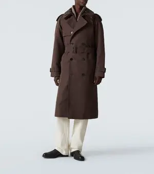 Burberry Check Silk And Cotton Trench Coat