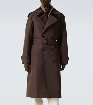 Burberry Check Silk And Cotton Trench Coat