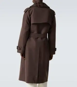 Burberry Check Silk And Cotton Trench Coat