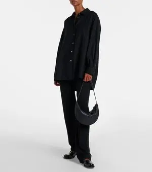 THE ROW Izzy Leather Shoulder Bag - Black
