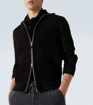 TOM FORD Suede And Wool-blend Zip-up Sweater