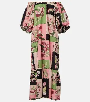 ADRIANA DEGREAS Printed Off-shoulder Maxi Dress - Multicoloured