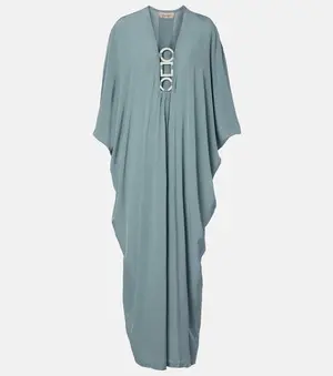 ADRIANA DEGREAS Ring-detail Draped Kaftan - Blue