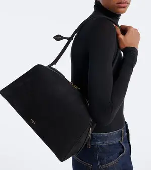 Alaïa Le Bouledogue Medium Suede Shoulder Bag - Black