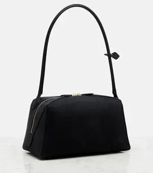 Alaïa Le Bouledogue Medium Suede Shoulder Bag - Black