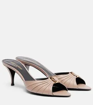 Saint Laurent Babylone 60 Leather Mules - Beige