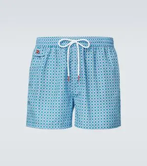 Kiton Logo Printed Swim Trunks - Blue