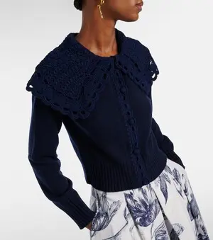 Erdem Crochet-trimmed Wool-blend Cardigan