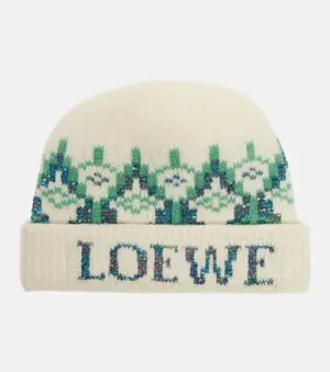 Loewe Fair Isle Sequined Wool-blend Beanie - White