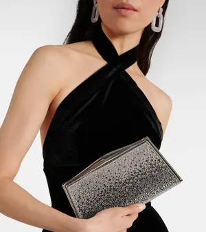 Elie Saab Jolie Swarovski®-embellished Suede Clutch