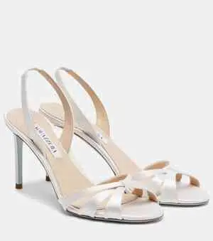AQUAZZURA Tati 85 Satin Slingback Sandals - White