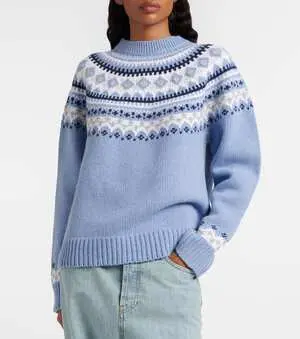 Miu Miu Fair Isle Virgin Wool Jacquard Sweater - Blue