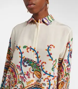 Etro Paisley Printed Silk Shirt - White