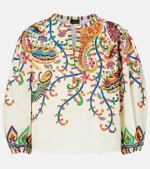 Etro Paisley Printed Cotton Top - White