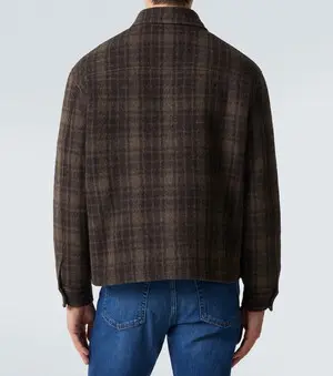 FRAME Checked Virgin Wool Blouson Jacket - Brown