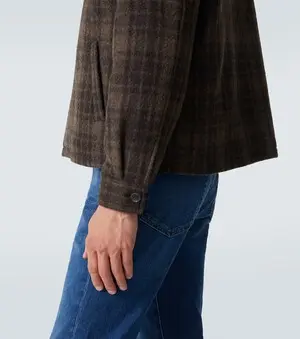 FRAME Checked Virgin Wool Blouson Jacket - Brown