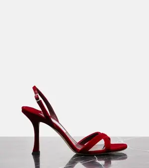 JIMMY CHOO Elsy 90 Velvet Sandals - Red