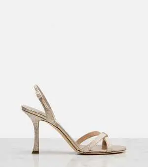 JIMMY CHOO Elsy 90 Glitter Slingback Sandals