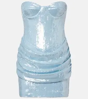 THE NEW ARRIVALS ILKYAZ OZEL Pamela Sequined Strapless Minidress - Blue