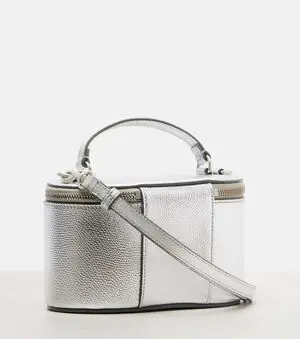 Valentino Garavani Vlogo Mini Metallic Leather Vanity Bag - Silver