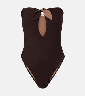 Saint Laurent Cutout Swimsuit - Brown