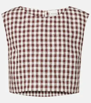 POSSE Martina Gingham Linen Crop Top