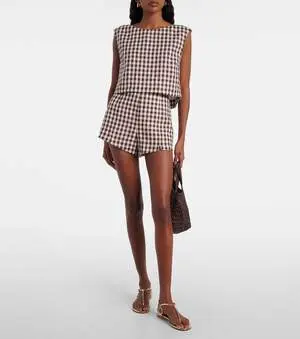 Posse Martina Gingham Linen Crop Top