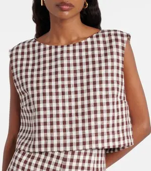 Posse Martina Gingham Linen Crop Top