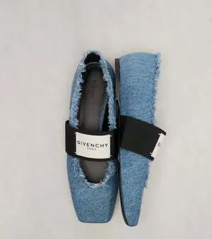 Givenchy Sliced Square Denim Ballet Flats