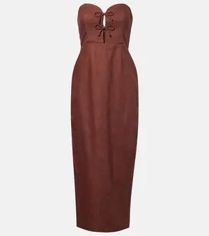 Posse Sabine Linen Midi Dress - Brown