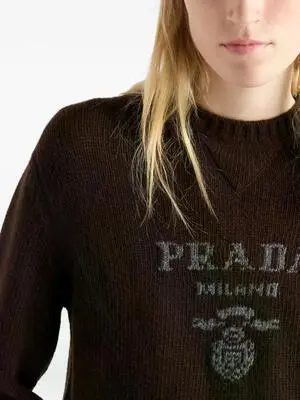Prada Logo Crew-neck Sweater - Brown