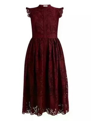 Erdem Ruffled Lace Midi Dress